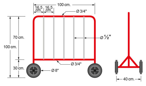แผงกั้นจราจรแดง-ขาว 1Mx1M (มีล้อ) - STintertrade